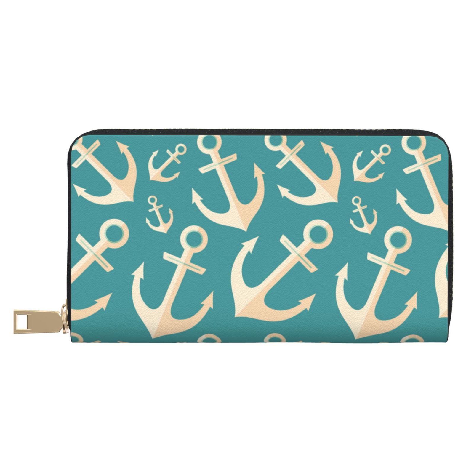 Anchor blue print aesthetic Wallet Women, Leather Bifold Multi Card Wallet, Women's Wallets ...