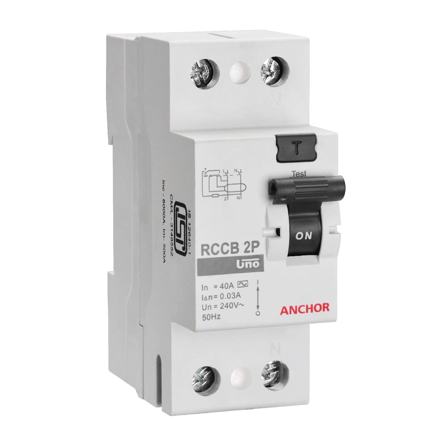 Anchor by Panasonic UNO Series RCCB 40 AMP 100mA Four Pole Residual Current Circuit Breaker ...