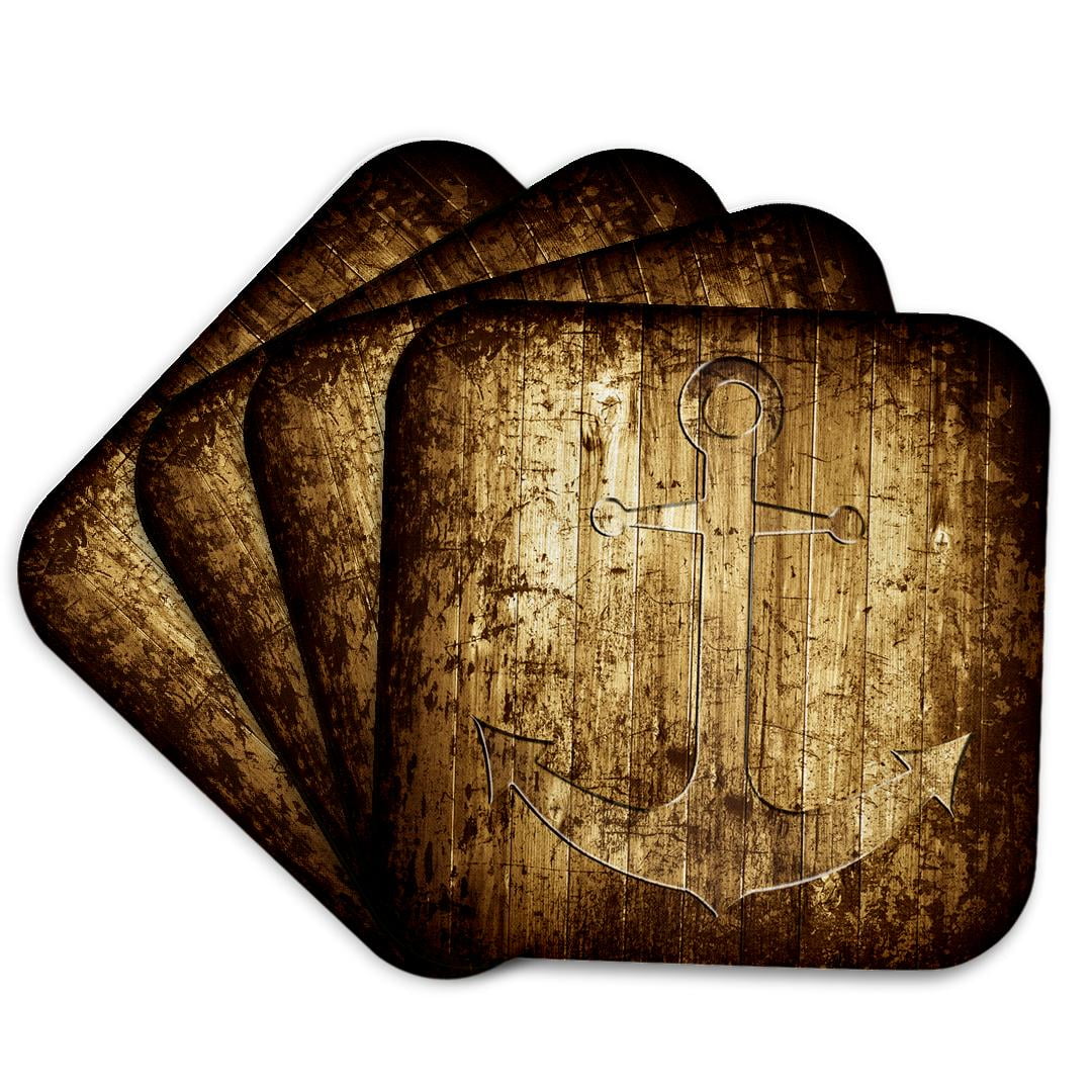 3dRose, Anchor on Wood Photo, Set of 4 Coasters - Soft - Walmart.com