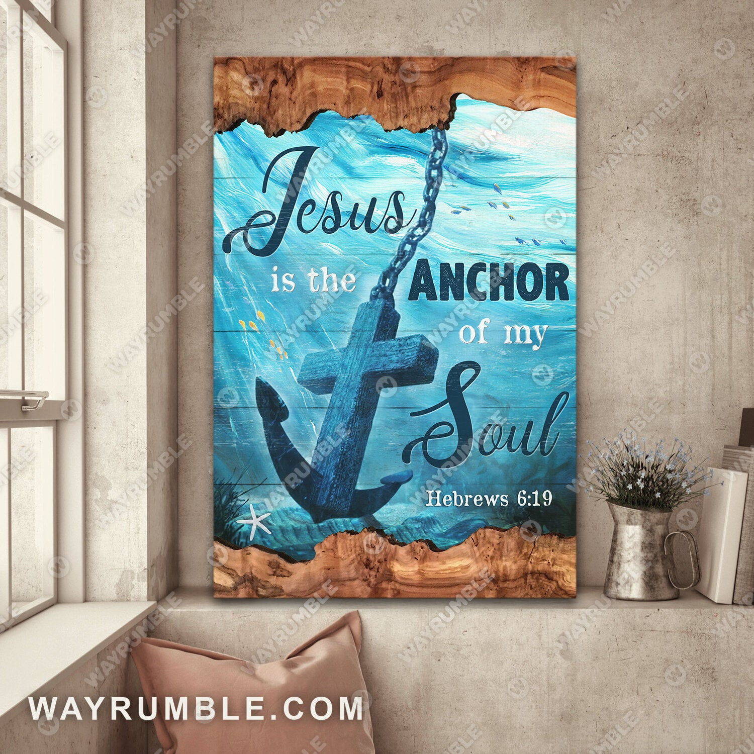 Anchor painting, Blue ocean, Wood artwork, Jesus is the anchor of my ...