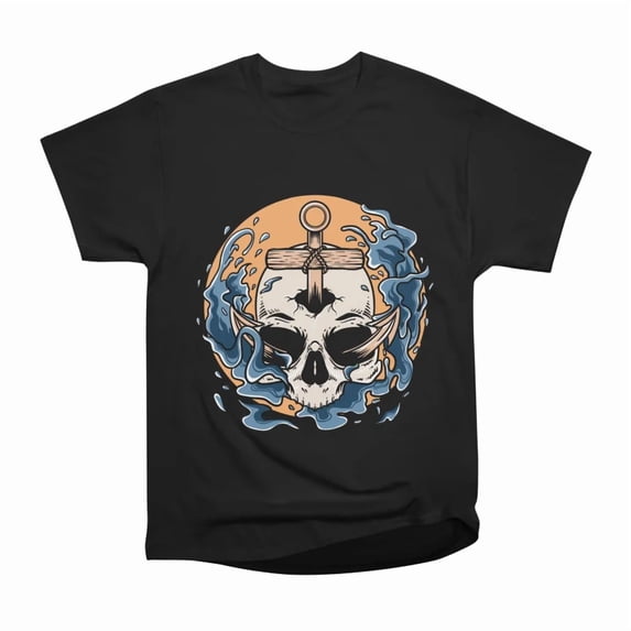 Anchor skull T-Shirt Tee Gift For Him Merch For Her Apparel For Friend ...