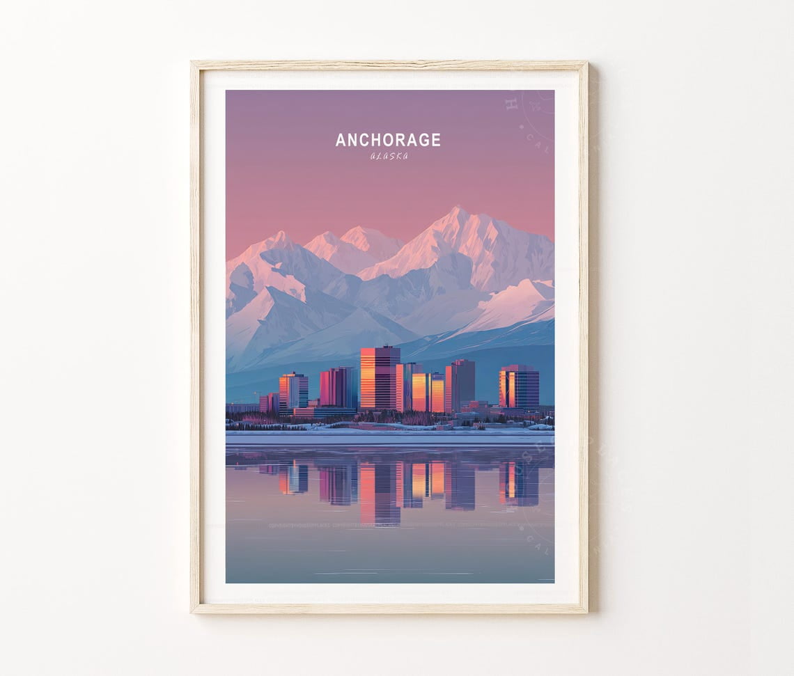 Anchorage Alaska Chugach Mountains Scenic Landscape Wall Art, Unframed ...