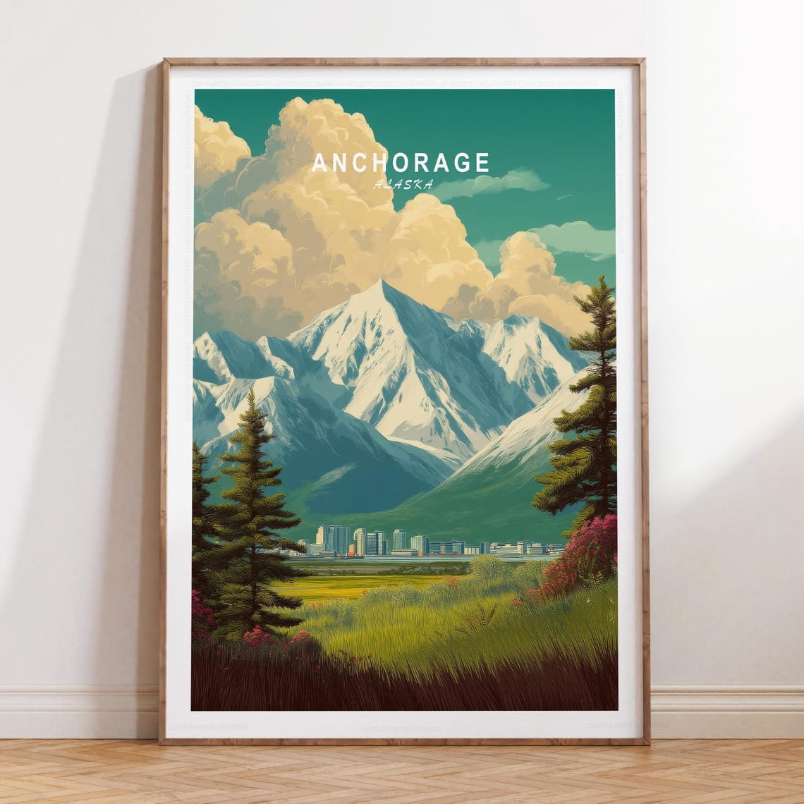 Anchorage Alaska Coastal Mountain Wall Art, Stretched Canvas Size 12x18 ...