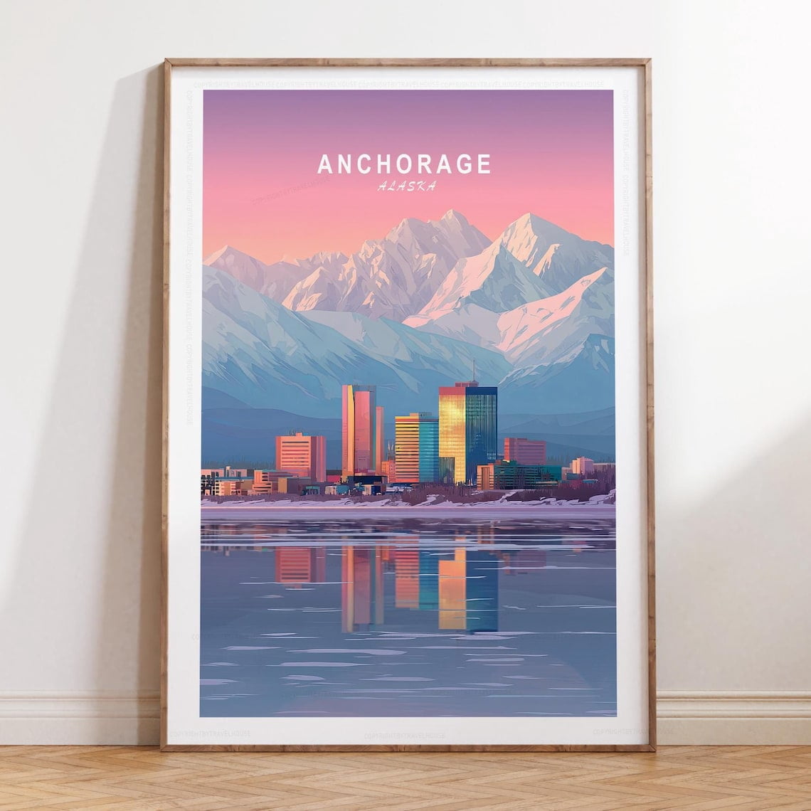 Anchorage Alaska Minimalist Cityscape Wedding Wall Art, Unframed Paper ...