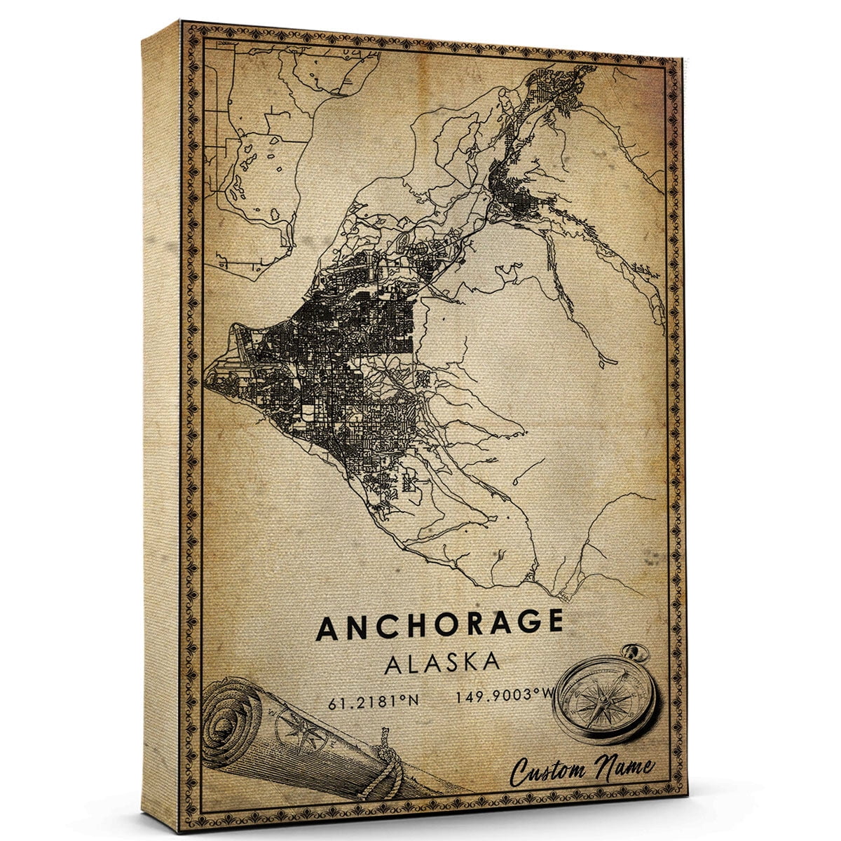 Anchorage Map Poster, Alaska Map Art Poster, Canvas, Anchorage Map City ...