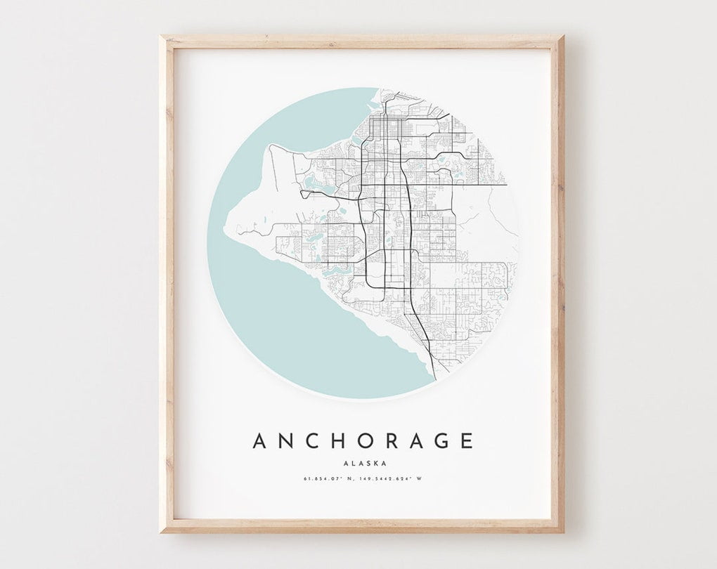 Anchorage Map Print, Anchorage Map Poster City Wall Art, Ak Road Map, Alaska Print Street Map ...