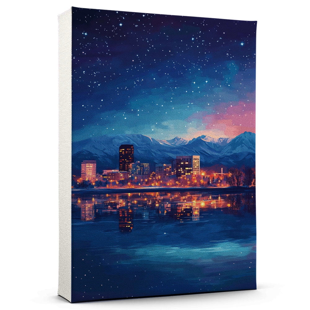 Anchorage Travel Canvas Prints, Alaska Starry Night Travel decor ...