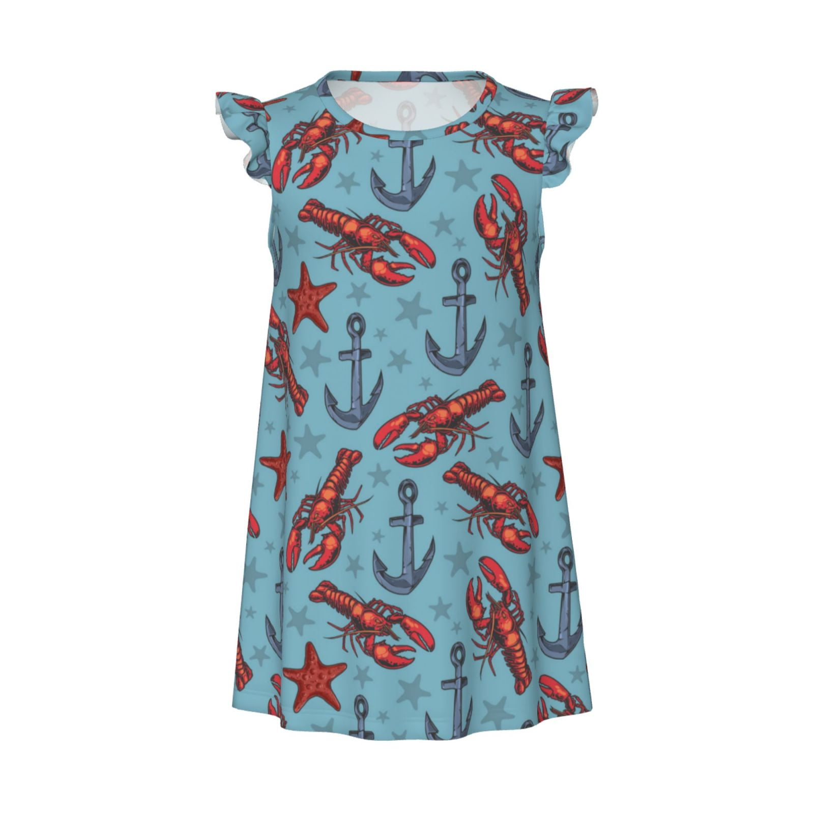 Anchored Starfish Shrimp Girls Nightgowns - Soft Toddler Nightgown ...