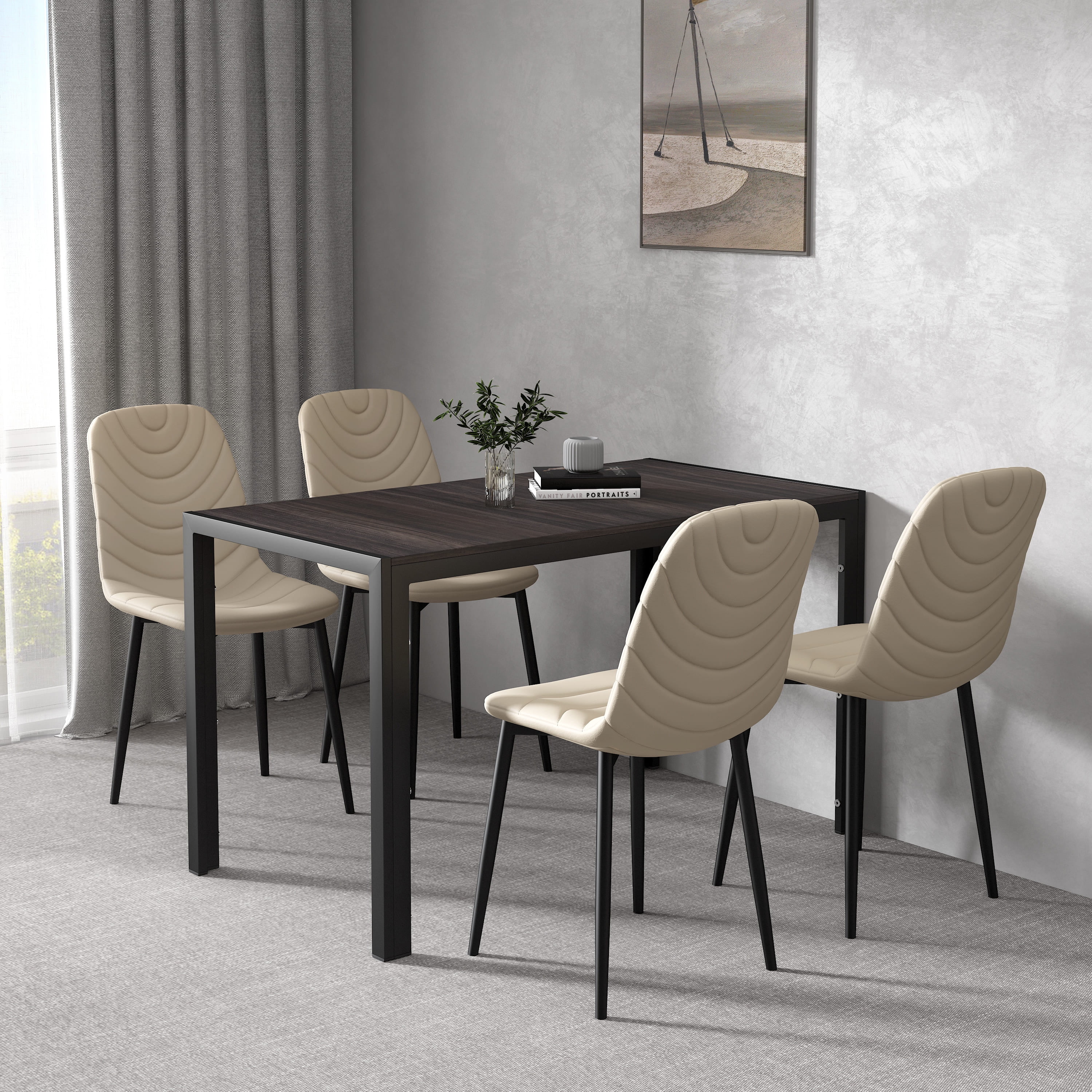 Anchorhome Modern 5-Piece Rectangular Wooden Top Kitchen Dining Table ...