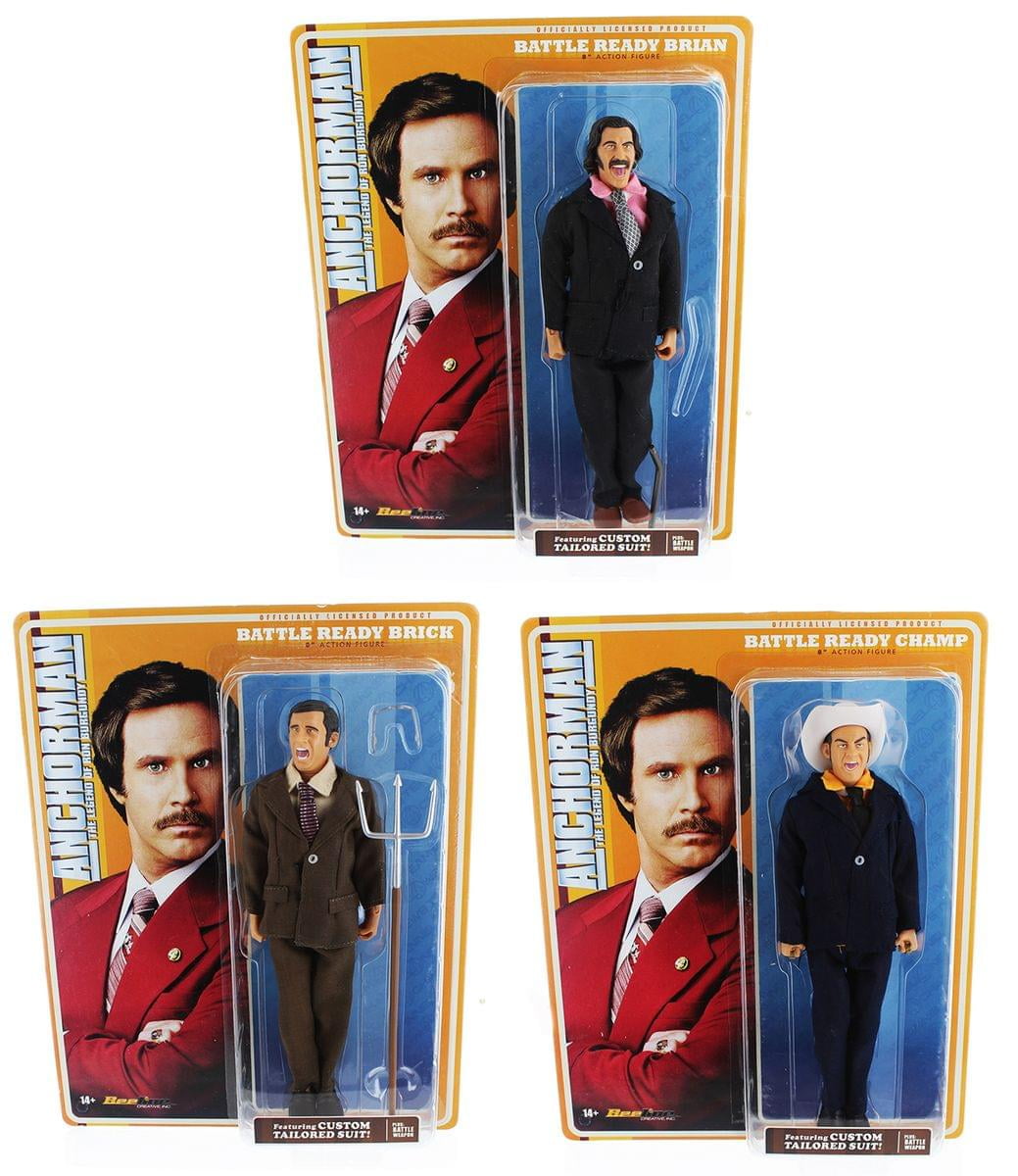 Anchorman 8-Inch Action Figures, Set of 3: Battle Ready Brick, Brian ...