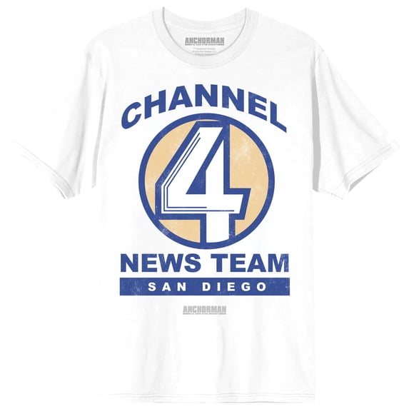Anchorman Channel 4 News Team San Diego Adult White Crew Neck Short ...