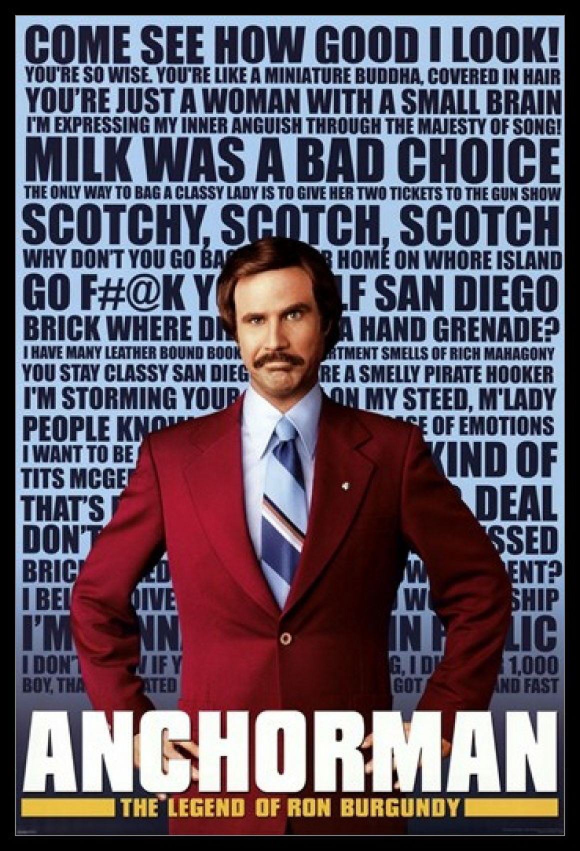 Anchorman Ron Burgundy - Quotes Laminated & Framed Poster (24 x 36 ...