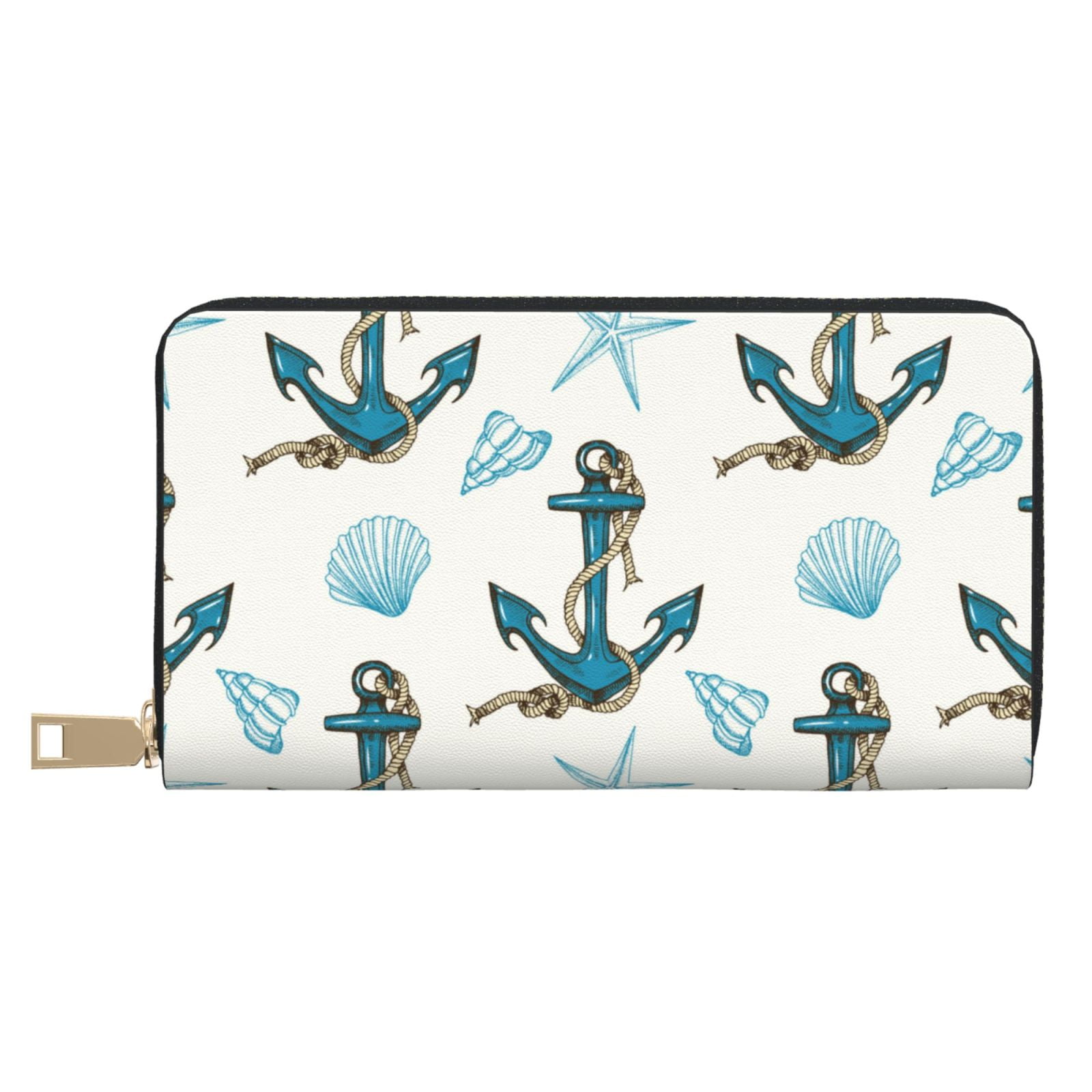 Anchors And Shells Wallet Women, Leather Bifold Multi Card Wallet ...