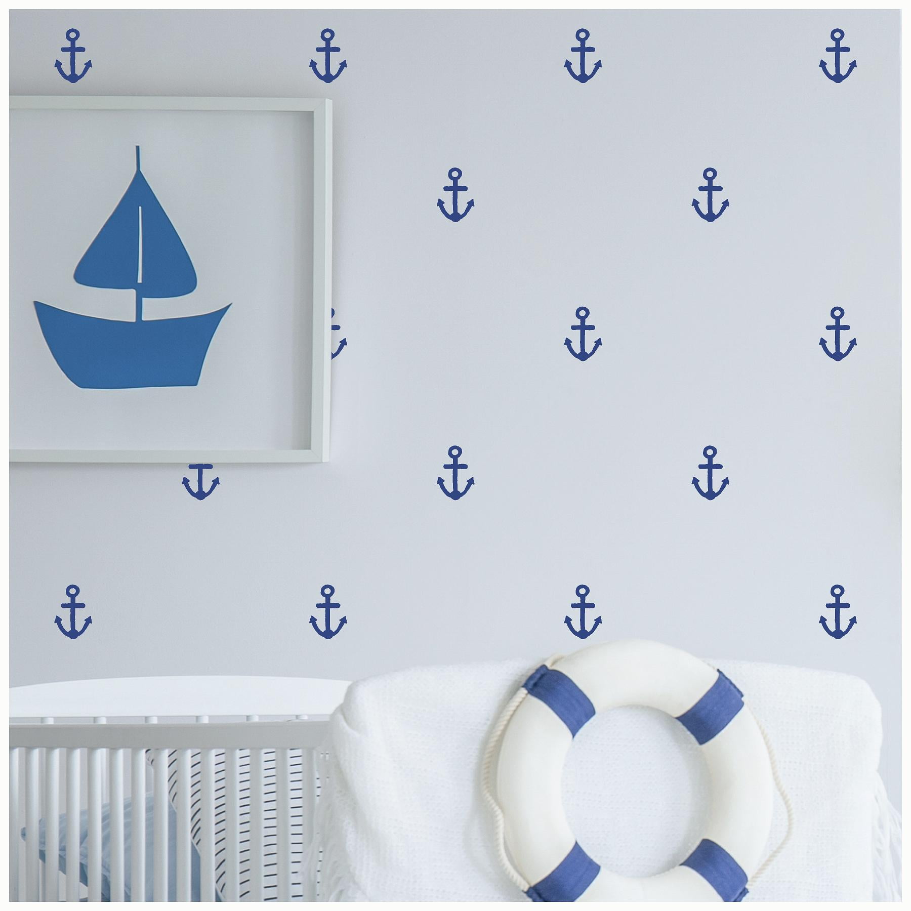 Anchors Wall Pattern Vinyl Lettering Nautical Sticker Decal Anchor ...