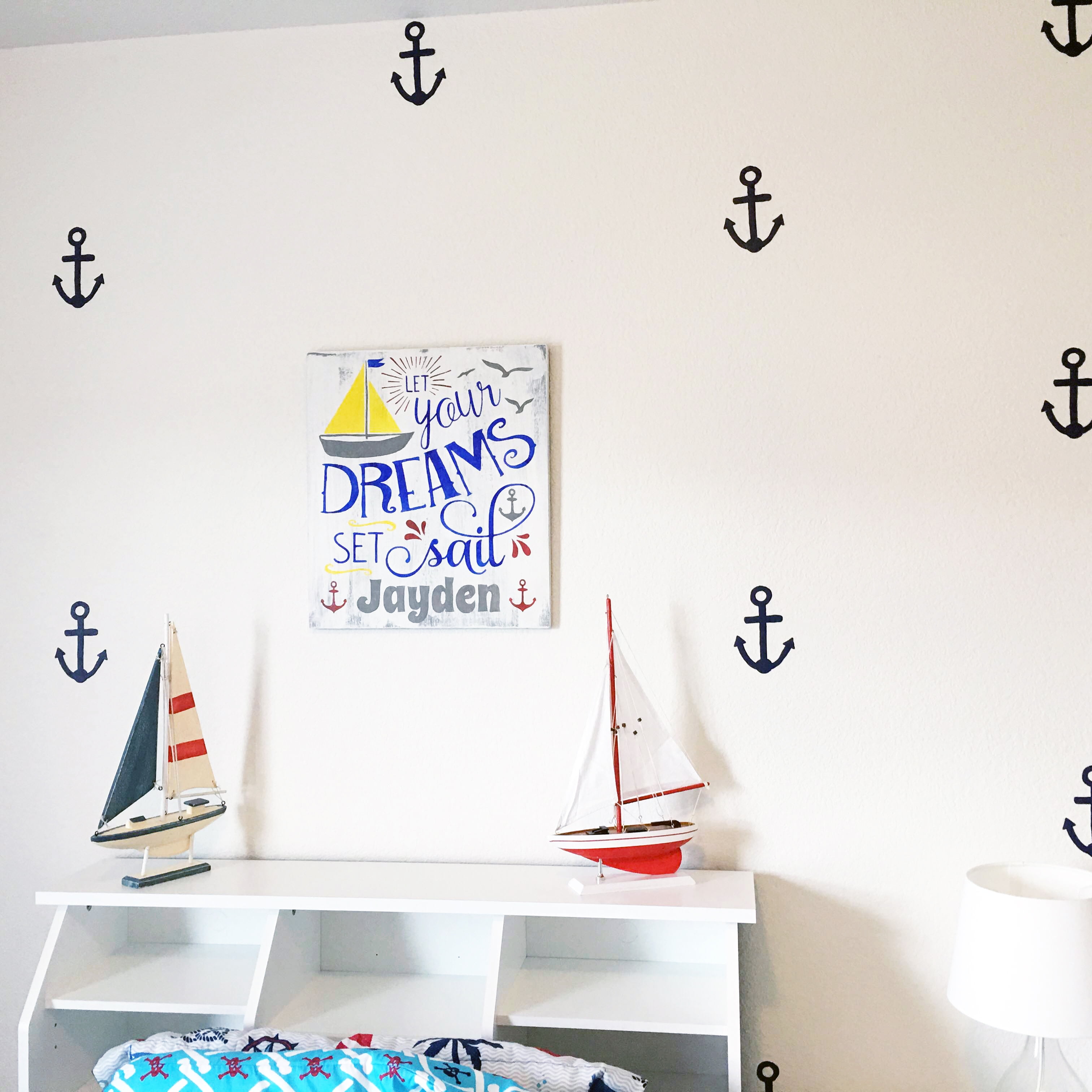 Anchors Wall Pattern Vinyl Lettering Nautical Sticker Decal Anchor ...