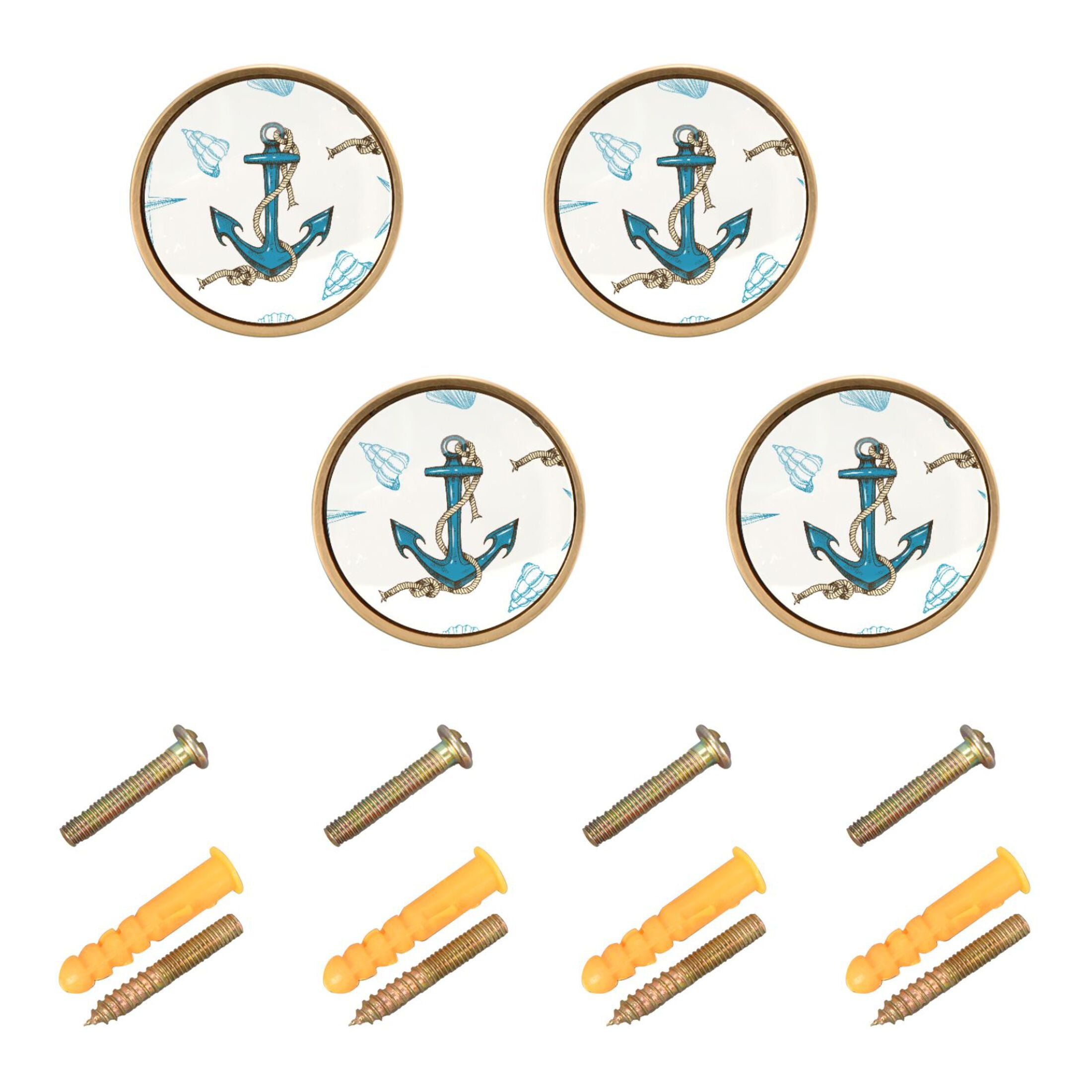 Anchors and Shells Cabinet Knobs Kitchen Drawers Knobs Door Round Pulls ...