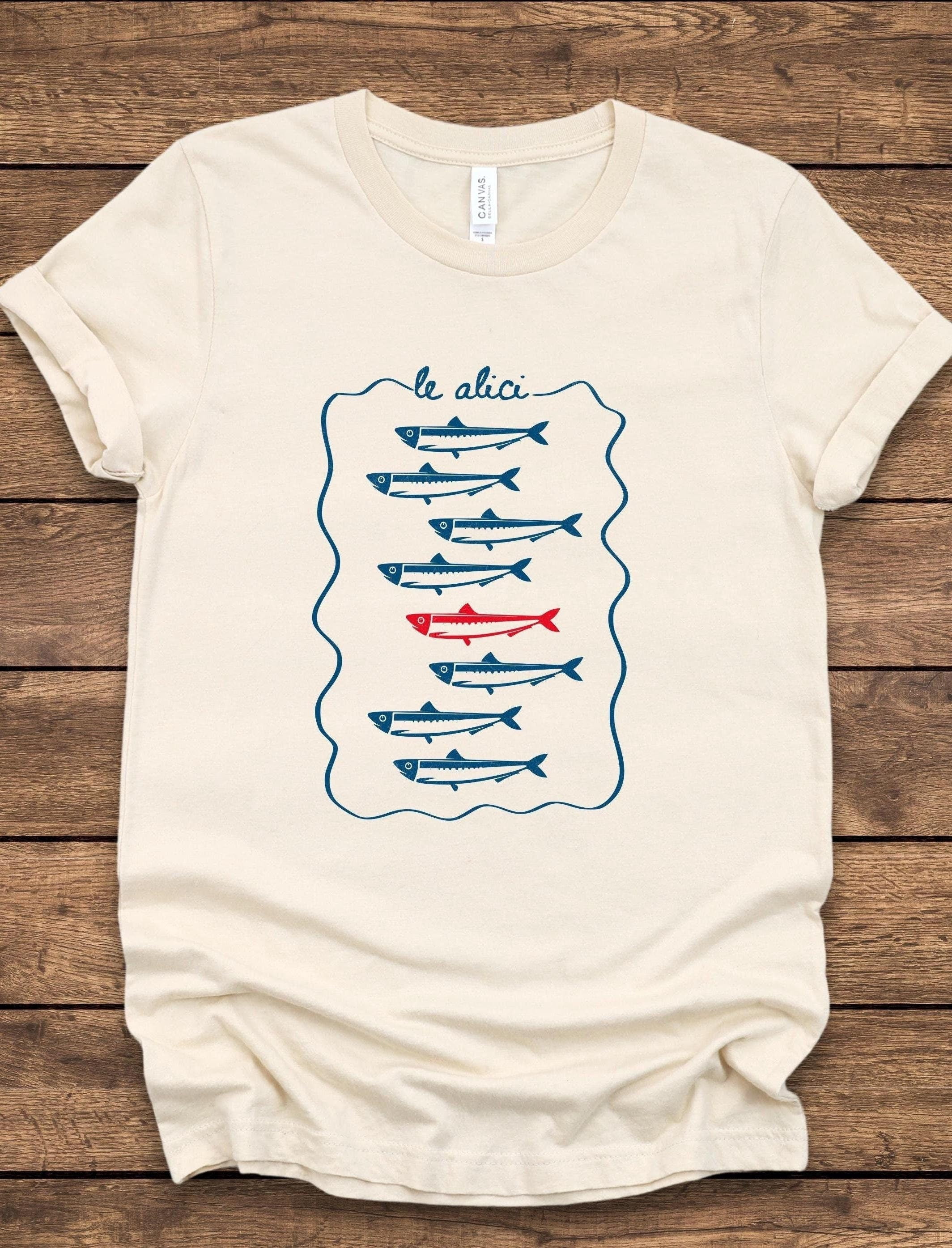 Anchovy Fish T-Shirt, Italian Summer, La Dolce Vita Top Unisex S-5XL ...