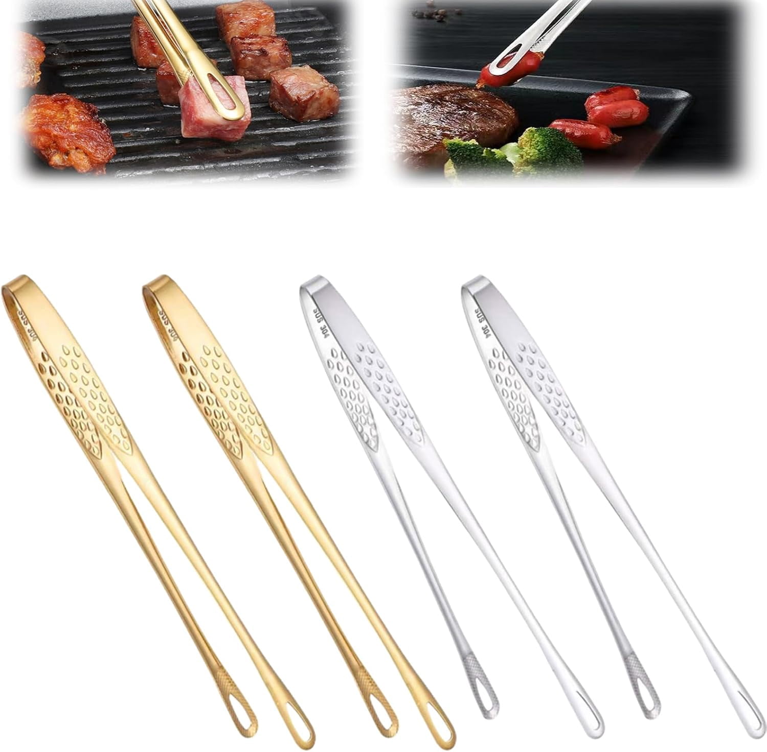 Ancienflow Stainless Steel Grill Tongs for Korean and Japanese BBQ ...