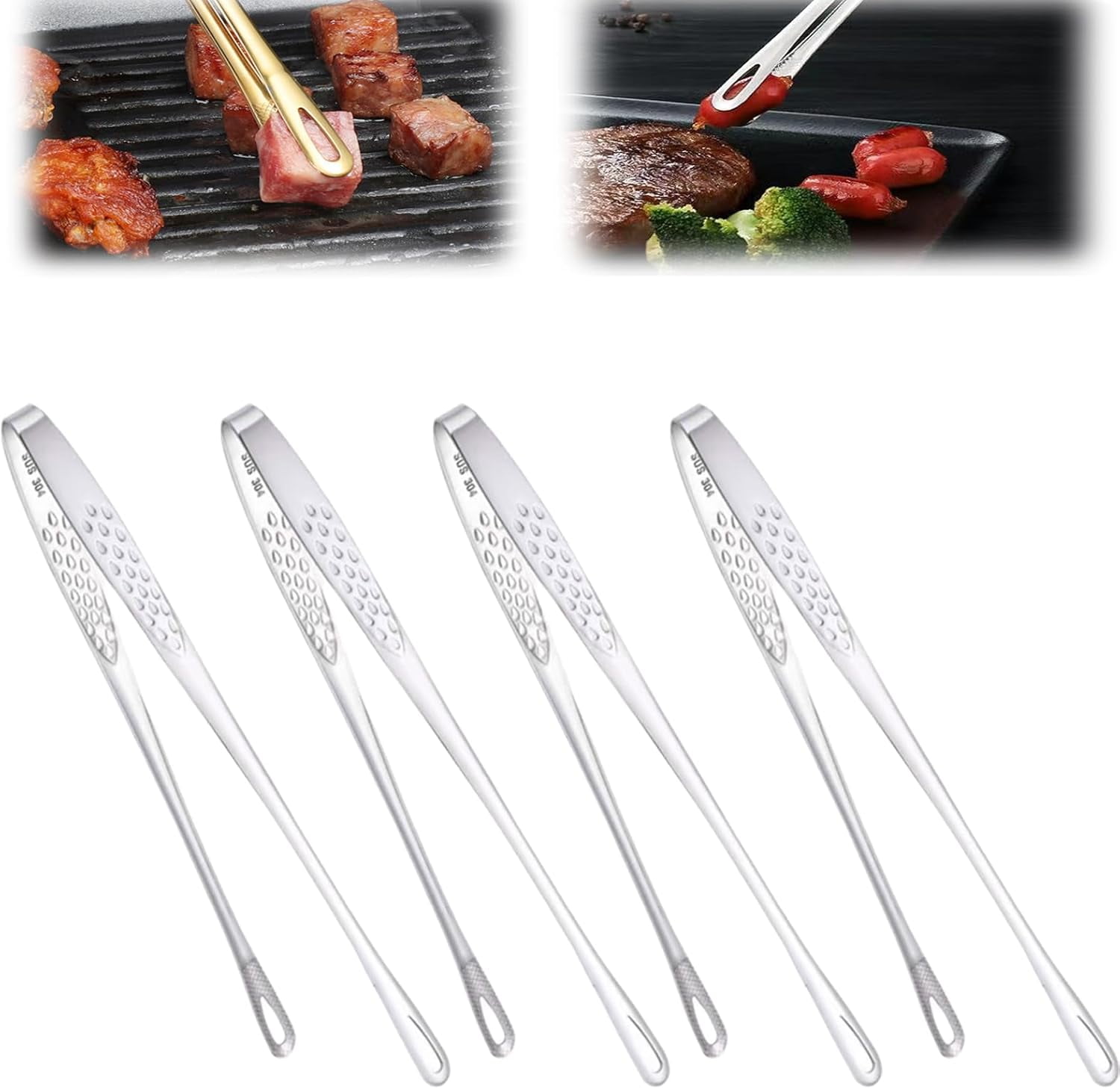 Ancienflow Stainless Steel Grill Tongs for Korean and Japanese BBQ ...