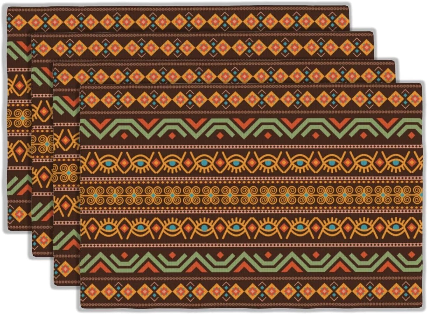 Ancient African Symbols Placemats Set of 4 Vintage Geometric Pattern ...