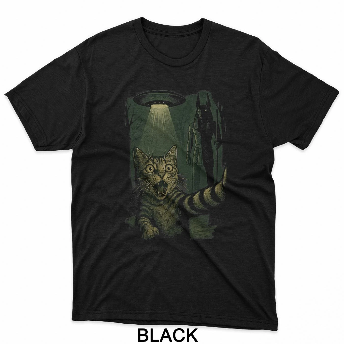 Ancient Anubis UFO Cat Selfie Meme with Mythic Alien Theme Unisex T ...