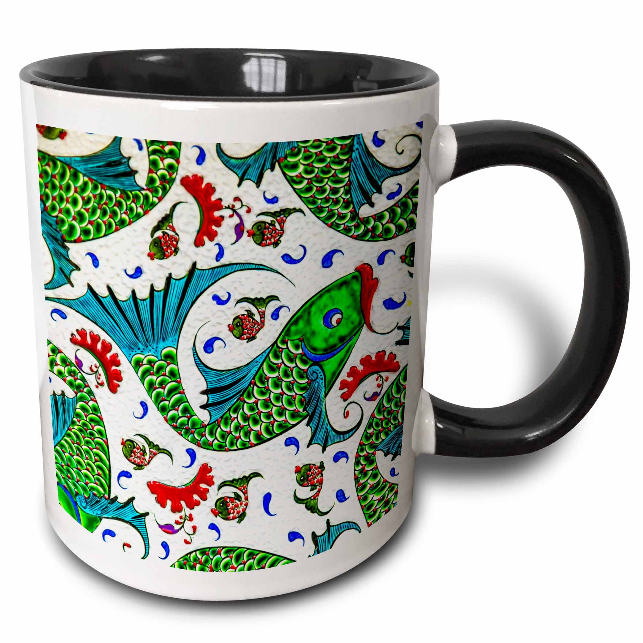 3drose, Ancient Arab Islamic Fish Designs Pottery Madaba Jordan, 15oz ...