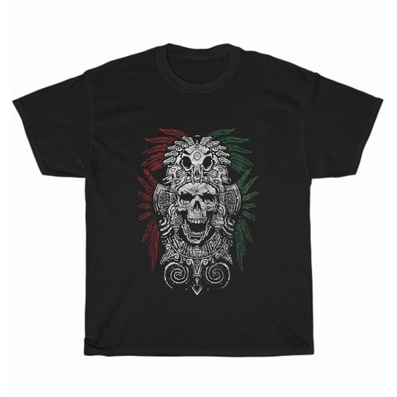 Ancient Aztec King Mexican Skull Mayas Mask Calavera Azteca T-Shirt ...