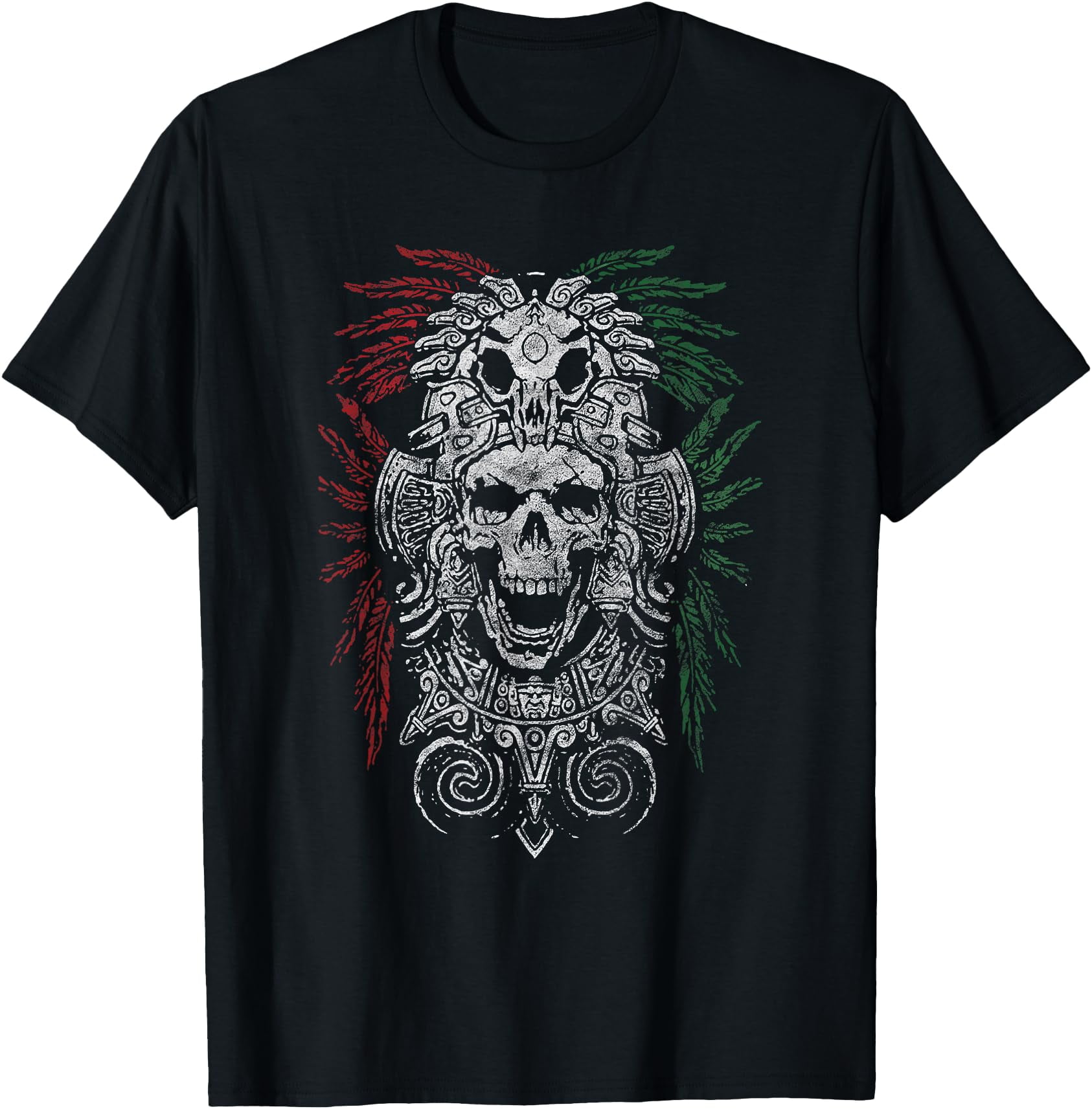 Ancient Aztec King Mexican Skull Mayas Mask Calavera Azteca T-Shirt ...