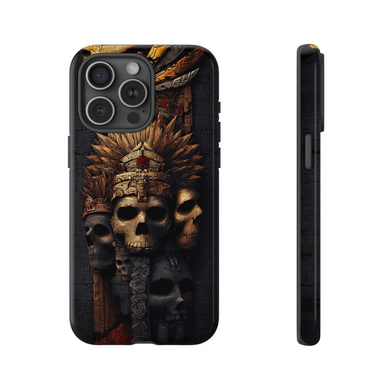 Ancient Aztec Skulls Totem Headdress Tribal Illustration Phone Case for ...