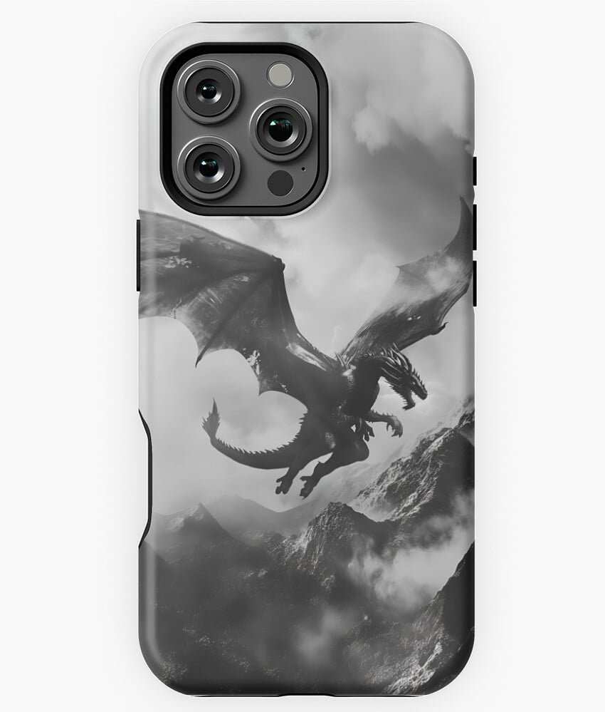 Ancient Black Dragon Fantasy Art N566 Phone Case for iPhone 17 16 15 14 ...