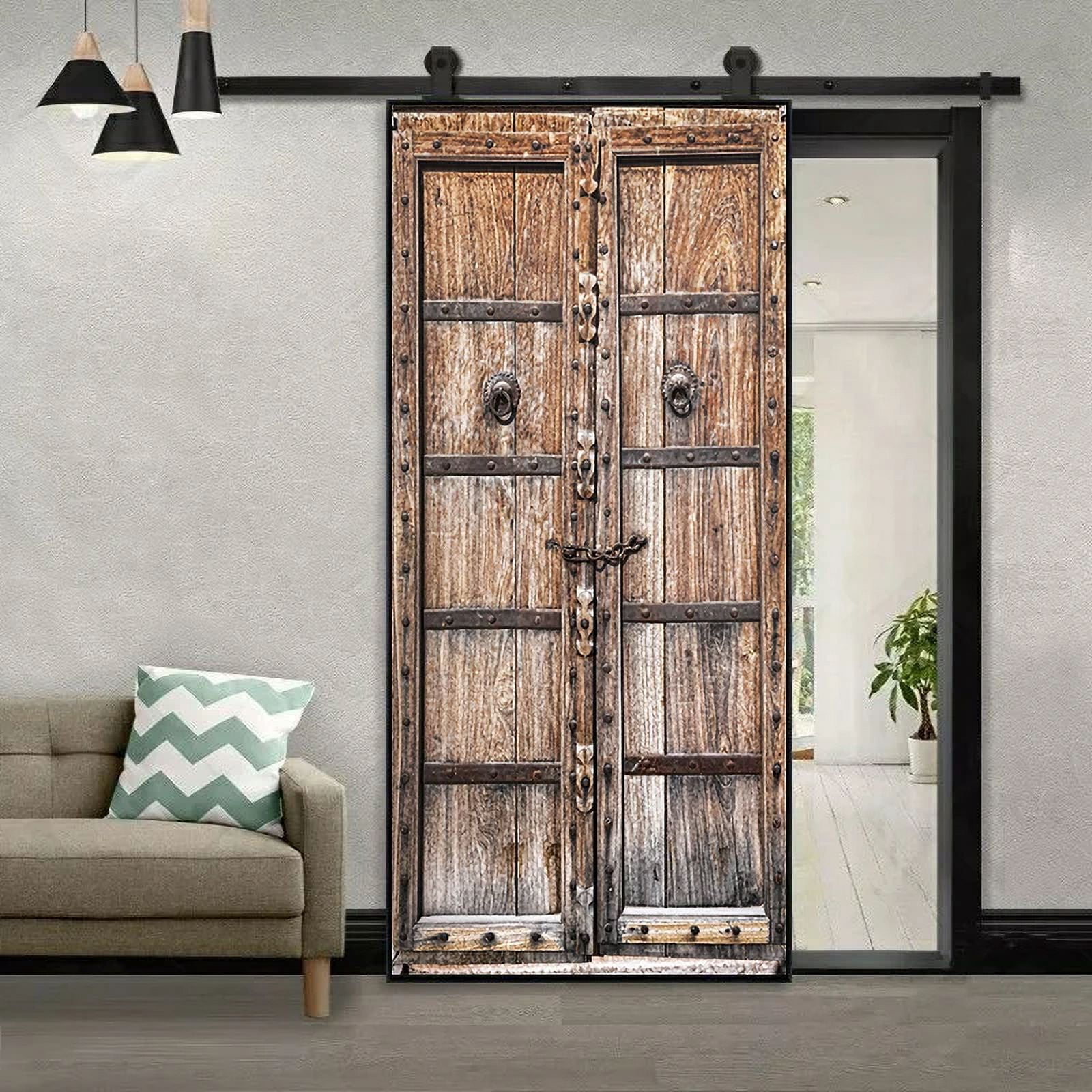 Ancient Building Door Stickers Wooden Door Vinyl PVC Waterproof Self ...