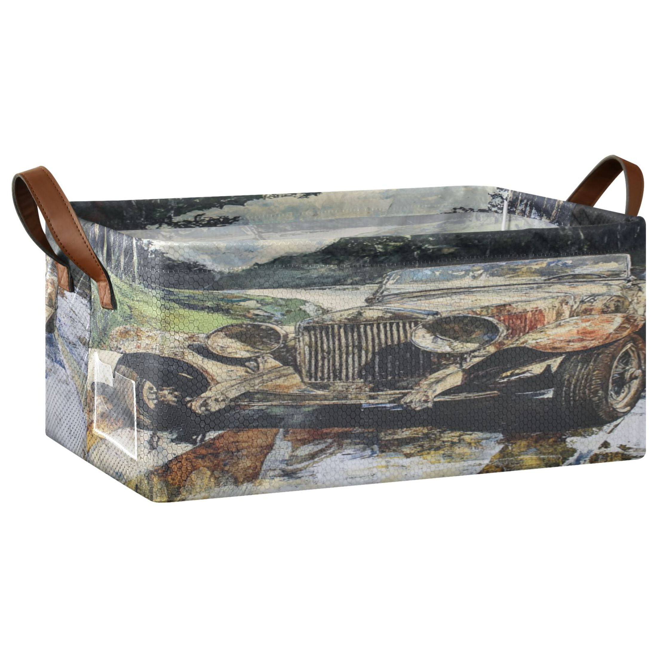 Ancient Cars Storage Basket Soccer Plaid Fabric Hoard Box Oversized ...