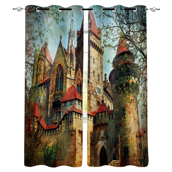 Ancient Castle Building Medieval Window Curtains for Living Room ...