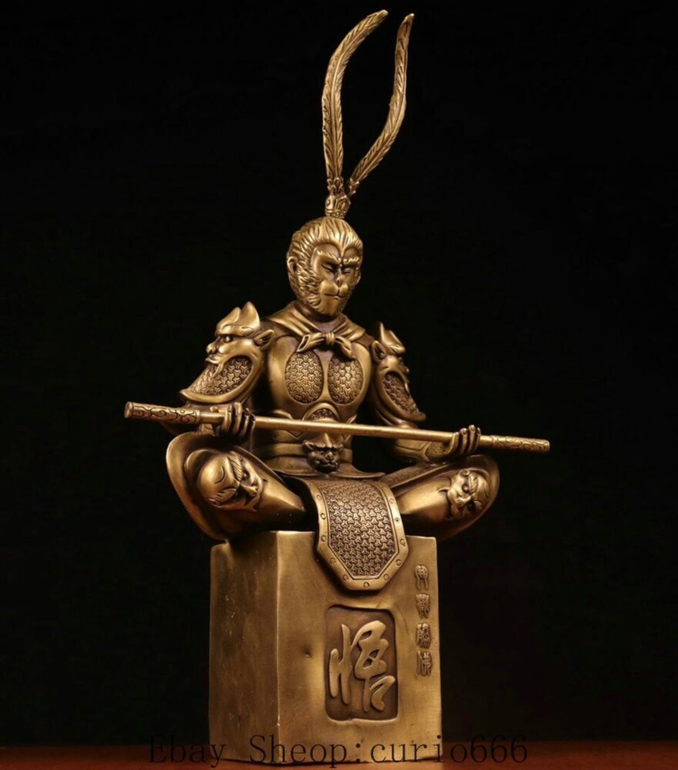 Ancient Chinese Bronze Westward Journey Monkey King Wu Dao Statue ...
