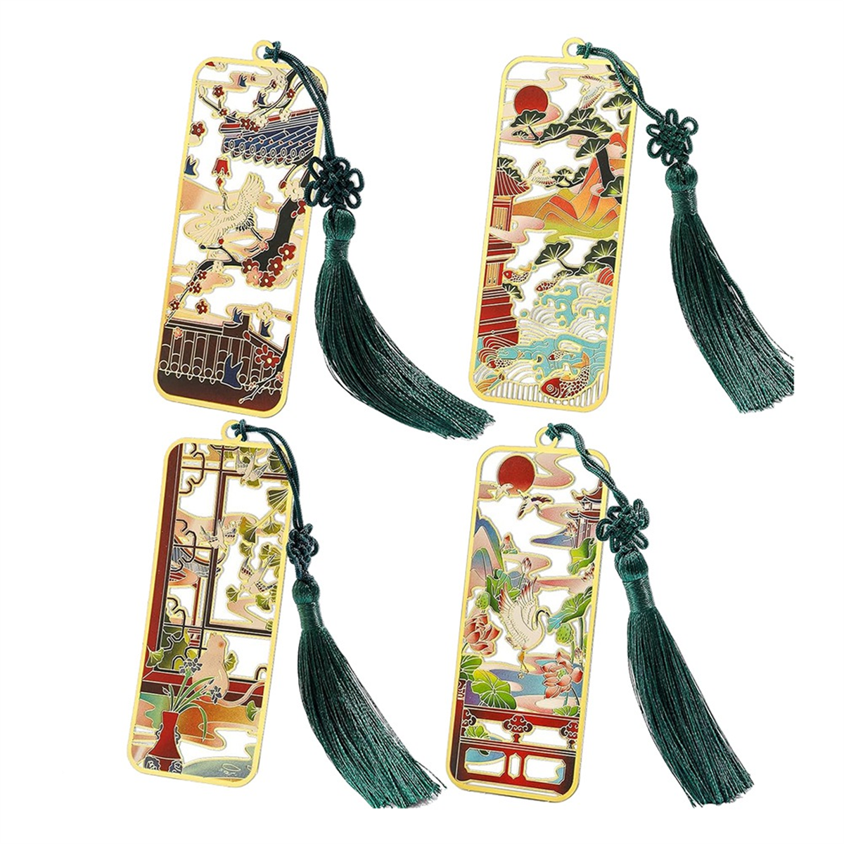 Ancient Chinese Palace Art Bookmarks, Cat Carp Flying Crane Lotus ...