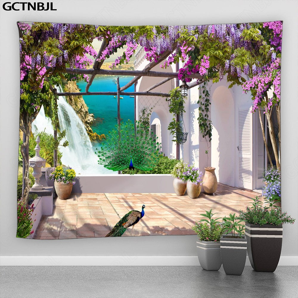 Ancient Chinese Style Landscape Big Tapestry Screen Arch Garden Natural ...