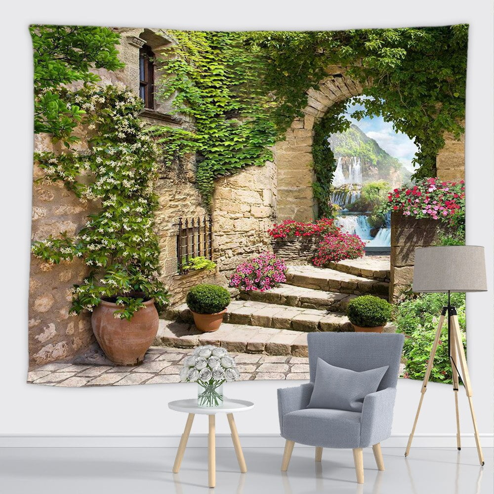 Ancient Chinese Style Landscape Big Tapestry Screen Arch Garden Natural ...