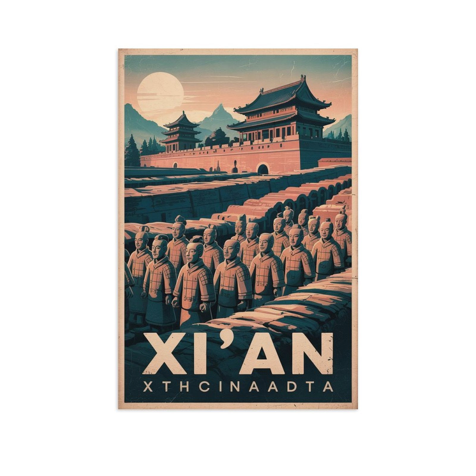 Ancient City Wall Classic Poster Retro Xi’an Cityscape with Historic ...