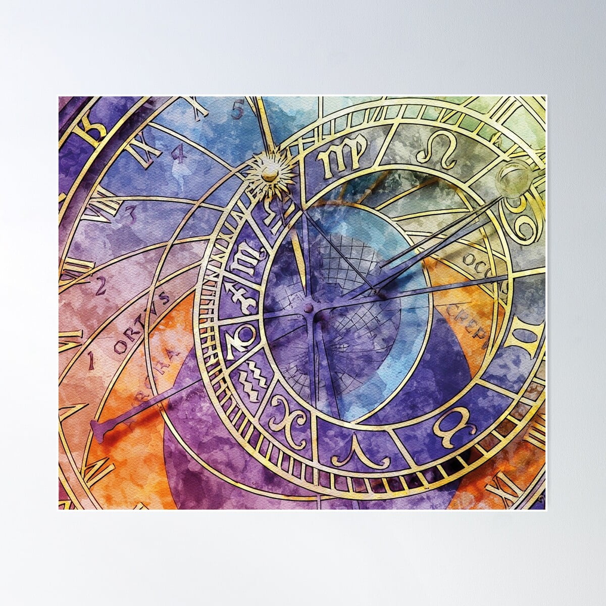 Ancient Compass Painting Colorful Abstract Painting Poster Wall Art ...