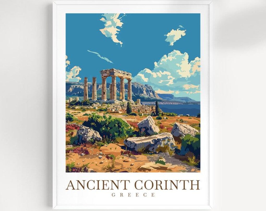 Ancient Corinth Travel Print Greece Poster Ancient Corinth Art Print ...
