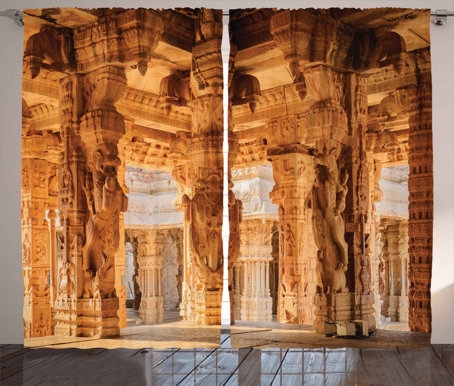 Ambesonne Vintage Curtains 2 Panel Set, Famous Monument, 108" x 108 ...