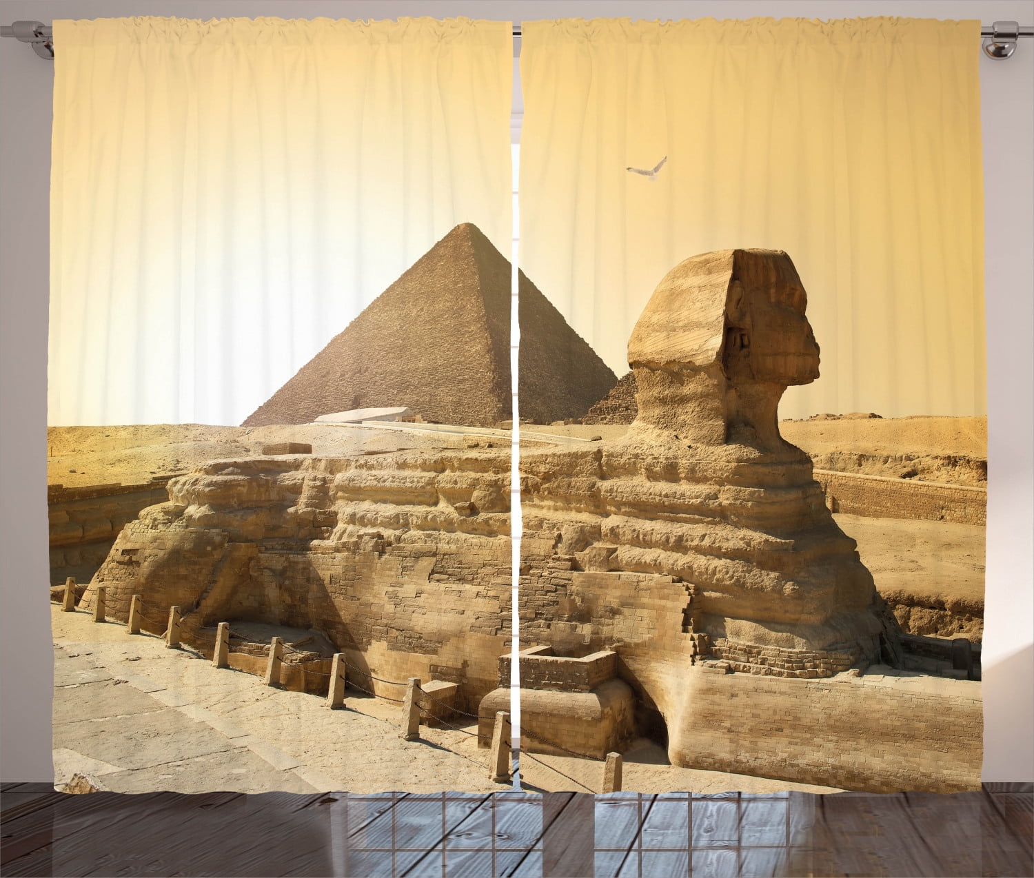 Ancient Decor Curtains 2 Panels Set, Egyptian Pyramids Famous Great ...