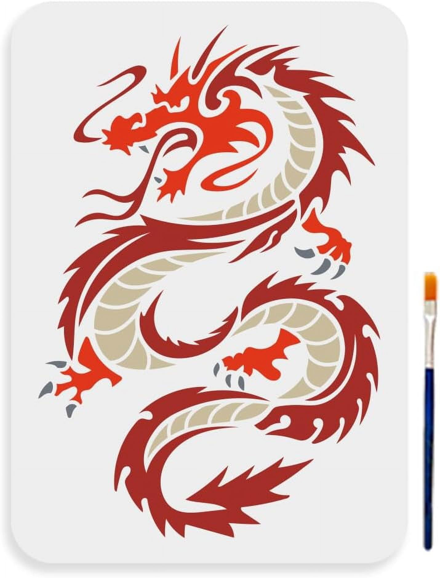 Ancient Dragon Stencil 11.7×8.3inch Large Medieval Dragon Stencils with ...