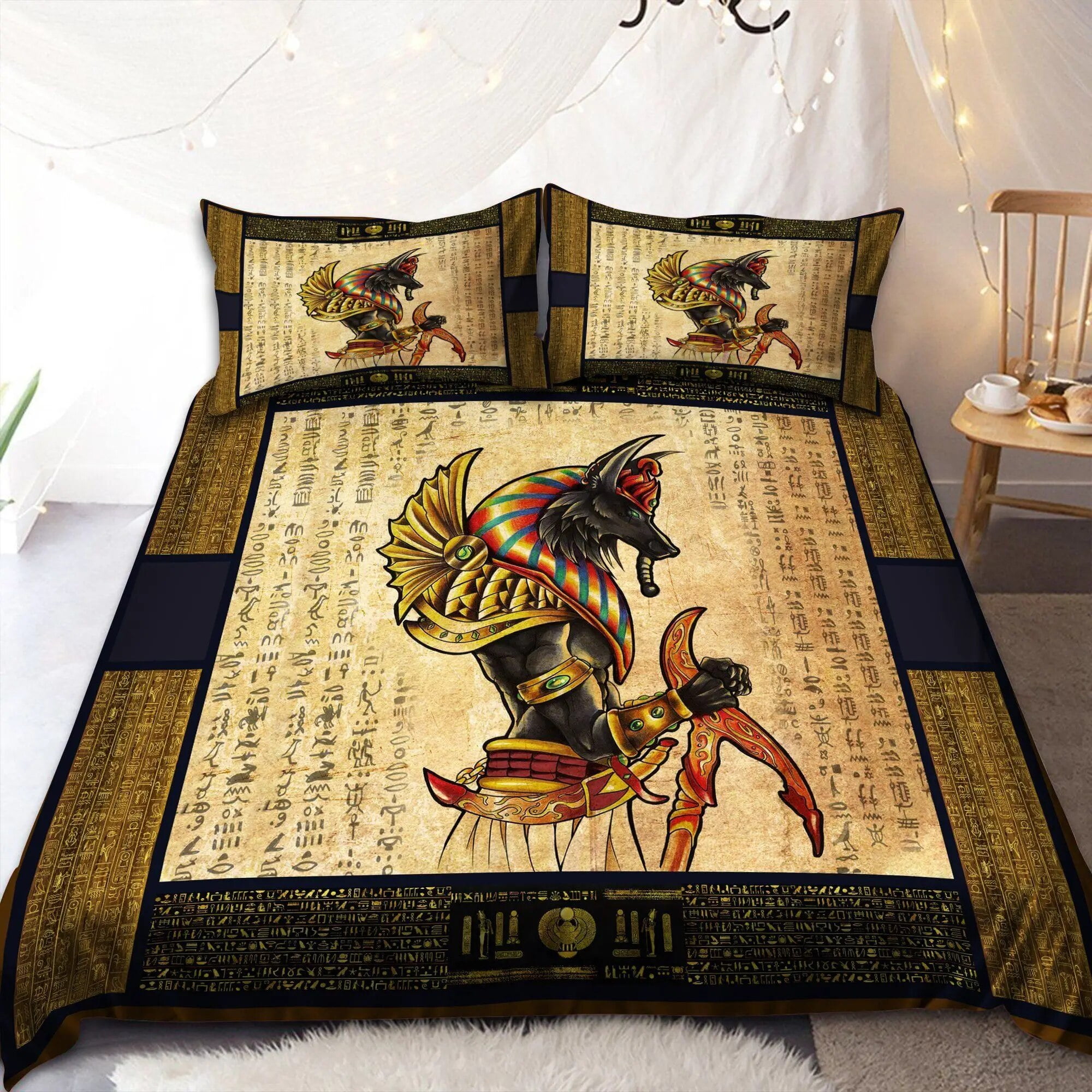 Ancient Egypt Anubis Duvet Cover Set Egyptian Symbol Culture Bedding
