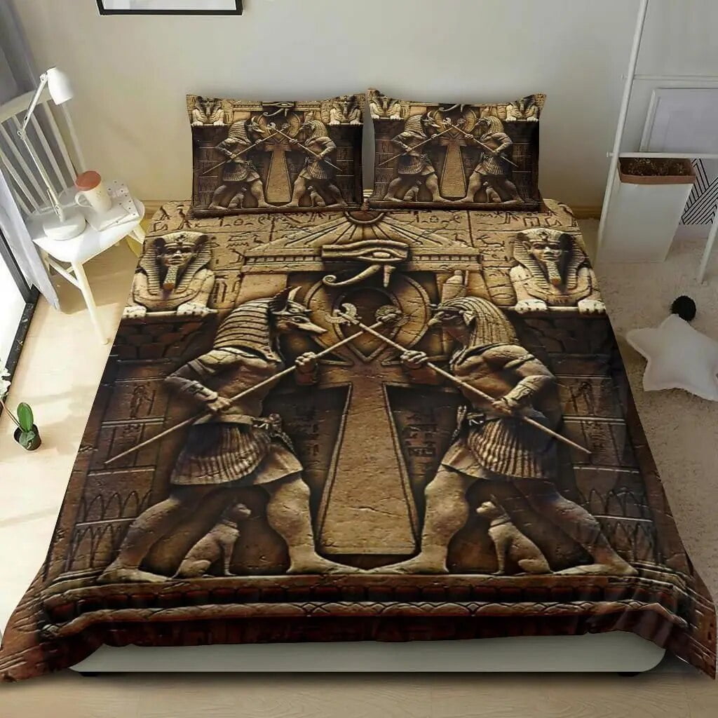 Ancient Egypt Anubis Duvet Cover Set Egyptian Symbol Culture Bedding
