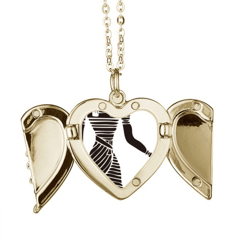 Ancient Egypt Anubis Totem Fresco Folded Wings Peach Heart Pendant ...