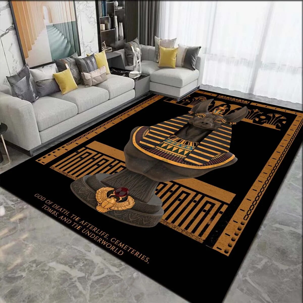 Ancient Egypt Carpet God Egyptian Cat Anubis Carpets for Living Room ...