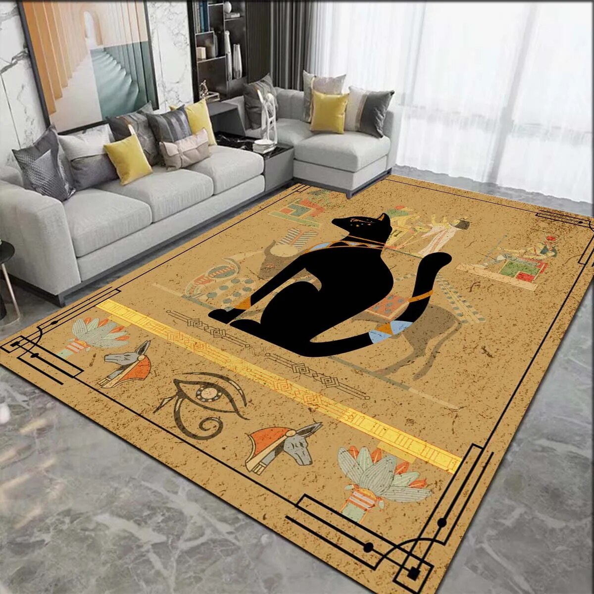 Ancient Egypt Carpet God Egyptian Cat Anubis Carpets for Living Room ...
