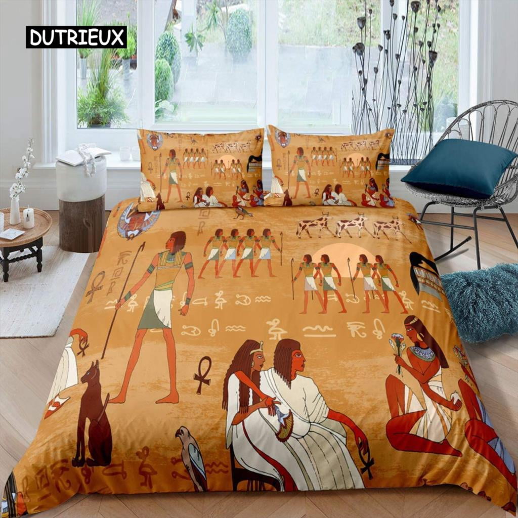 Ancient Egypt Duvet Cover Set Egyptian Symbol Bedding Set Vintage ...
