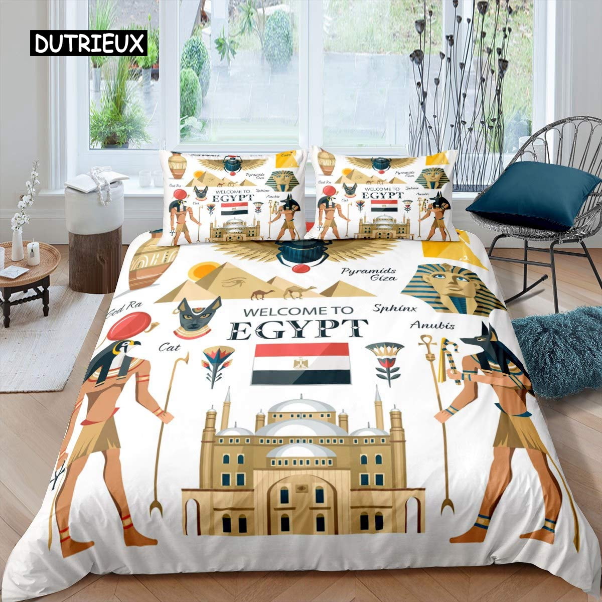 Ancient Egypt Duvet Cover Set Egyptian Symbol Bedding Set Vintage ...